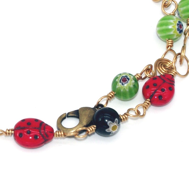 Ladybug Magnifying Glass Necklace, Brass Loupe Pendant Chain, Reading ...