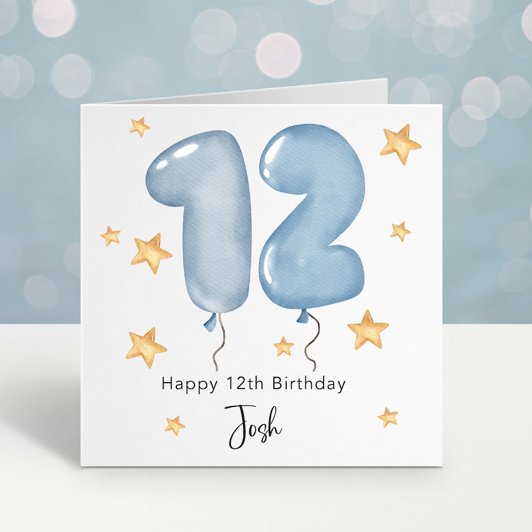 Personalised 12th Birthday Card Custom Name Card Childrens Birthday ...