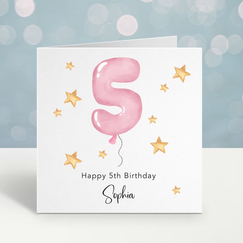 Personalised 5th Birthday Card | Custom Name Card | Childrens Birthday ...