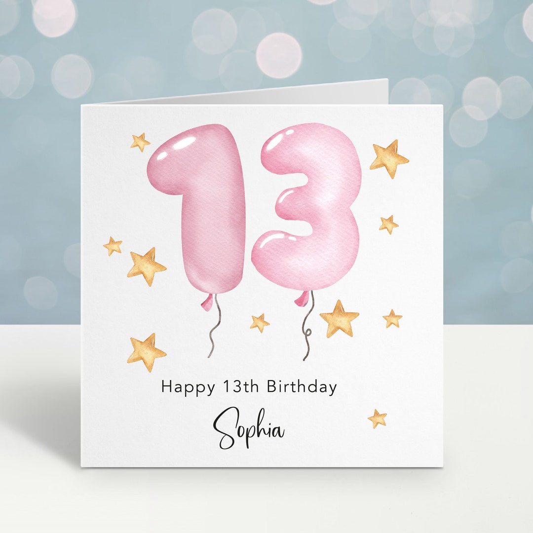 Personalised 13th Birthday Card | Custom Name Card | Childrens Birthday ...