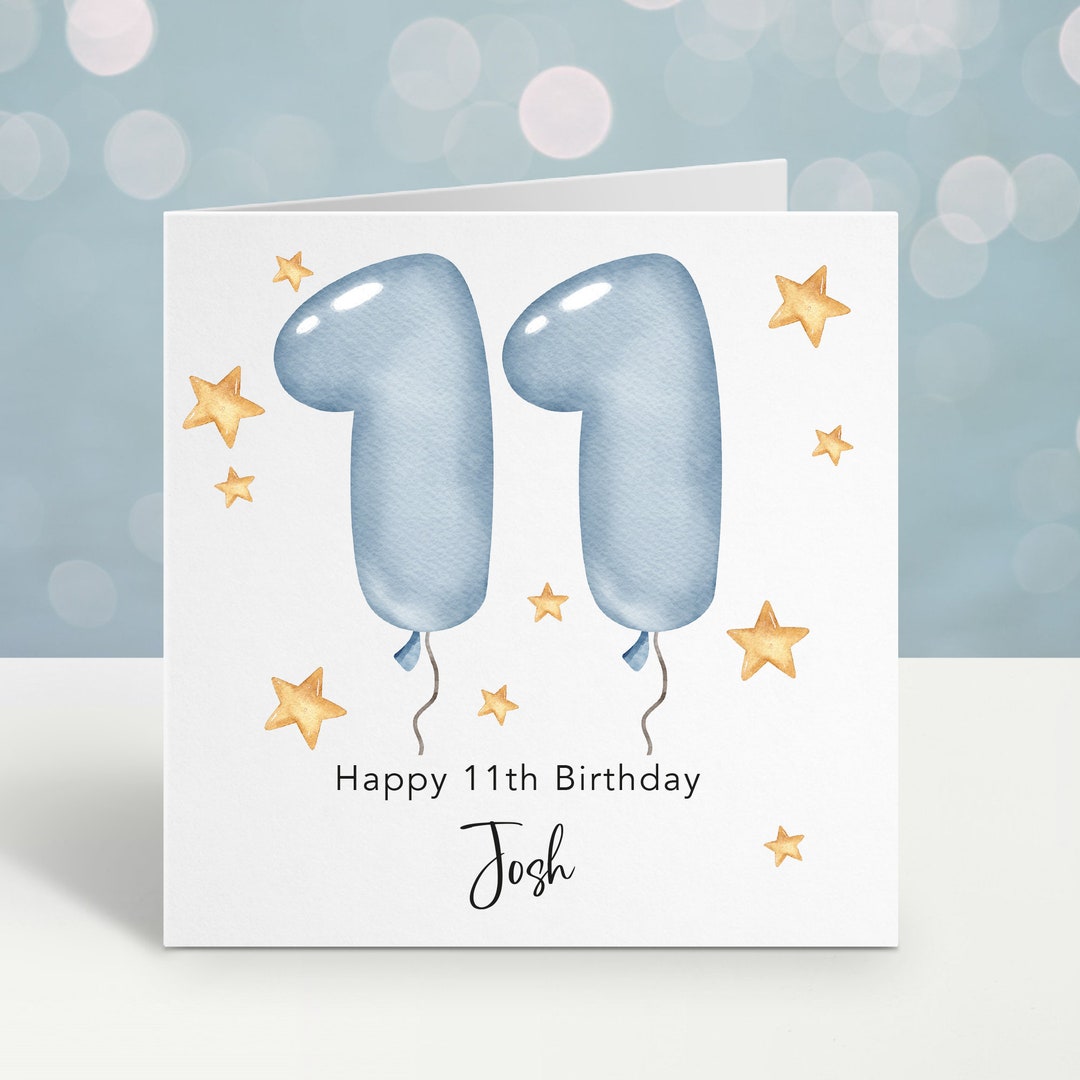 Personalised 11th Birthday Card Custom Name Card Childrens Birthday ...