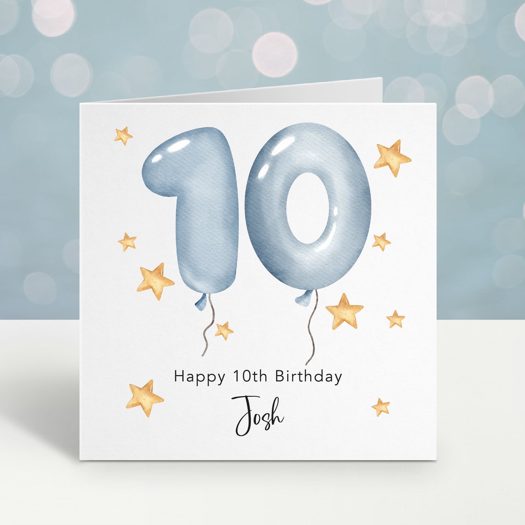 Personalised 10th Birthday Card Custom Name Card Childrens Birthday ...