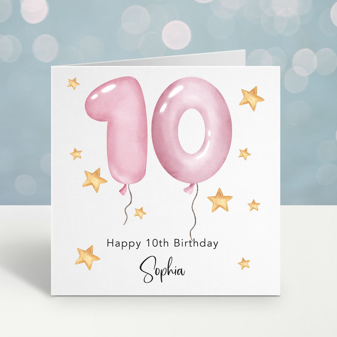 Personalised 10th Birthday Card | Custom Name Card | Childrens Birthday ...