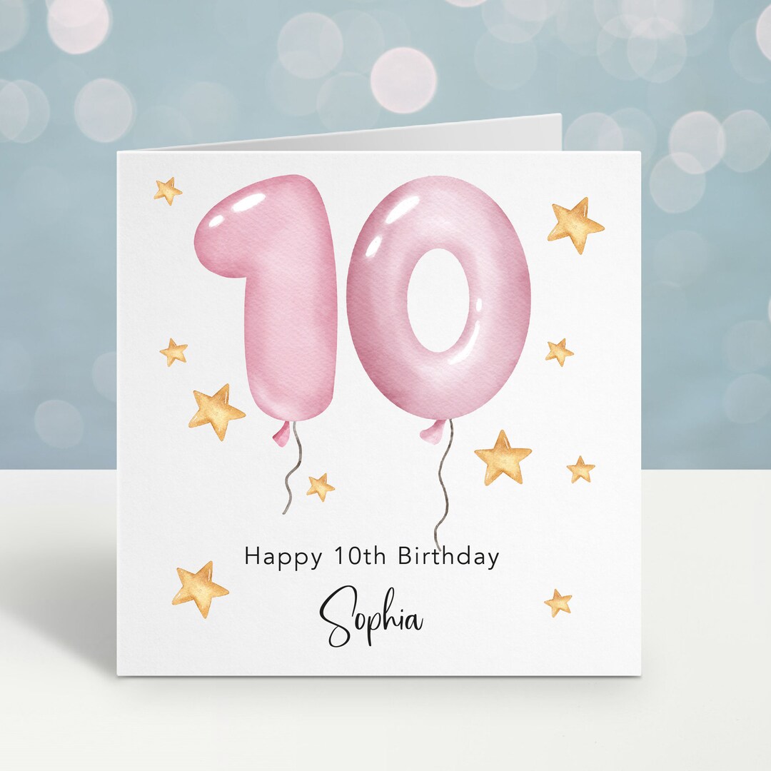 Personalised 10th Birthday Card Custom Name Card Childrens Etsy UK Personalised 10th Birthday Card Custom Name Card Childrens Etsy UK