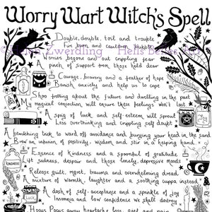 Self Care Worry Wart Witch's Spell ~ a High Quality, Framed & Signed A4 ...