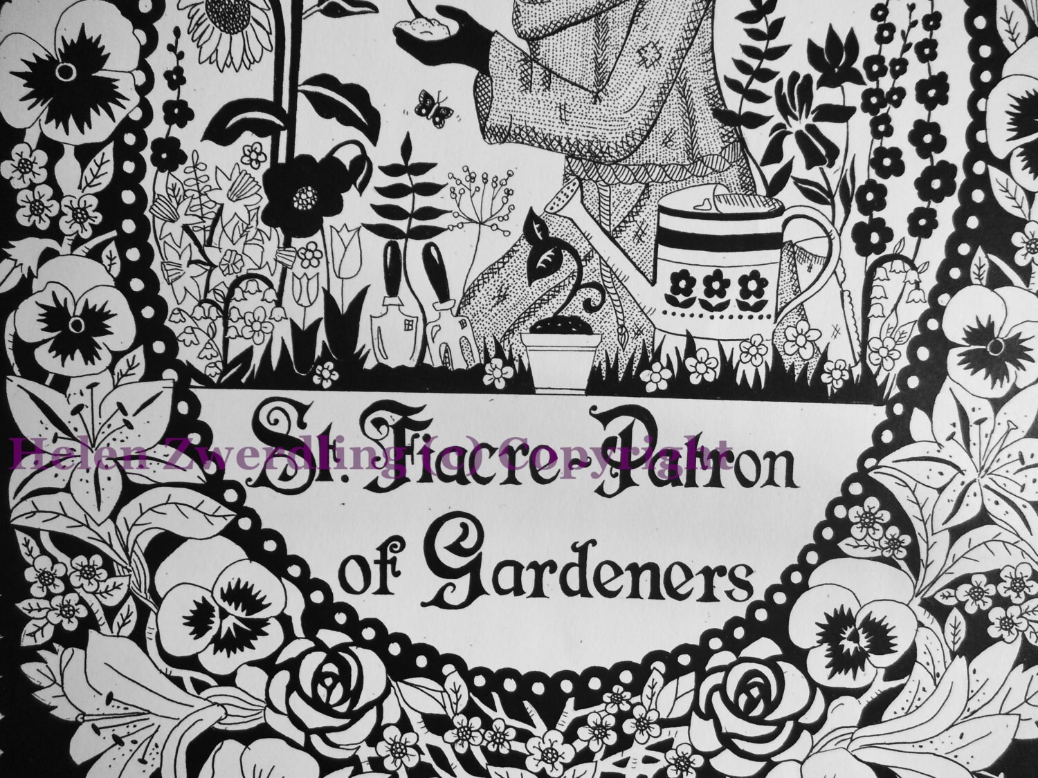 St. Fiacre ~ Patron Saint of Gardeners. A High Quality, Framed Print of ...