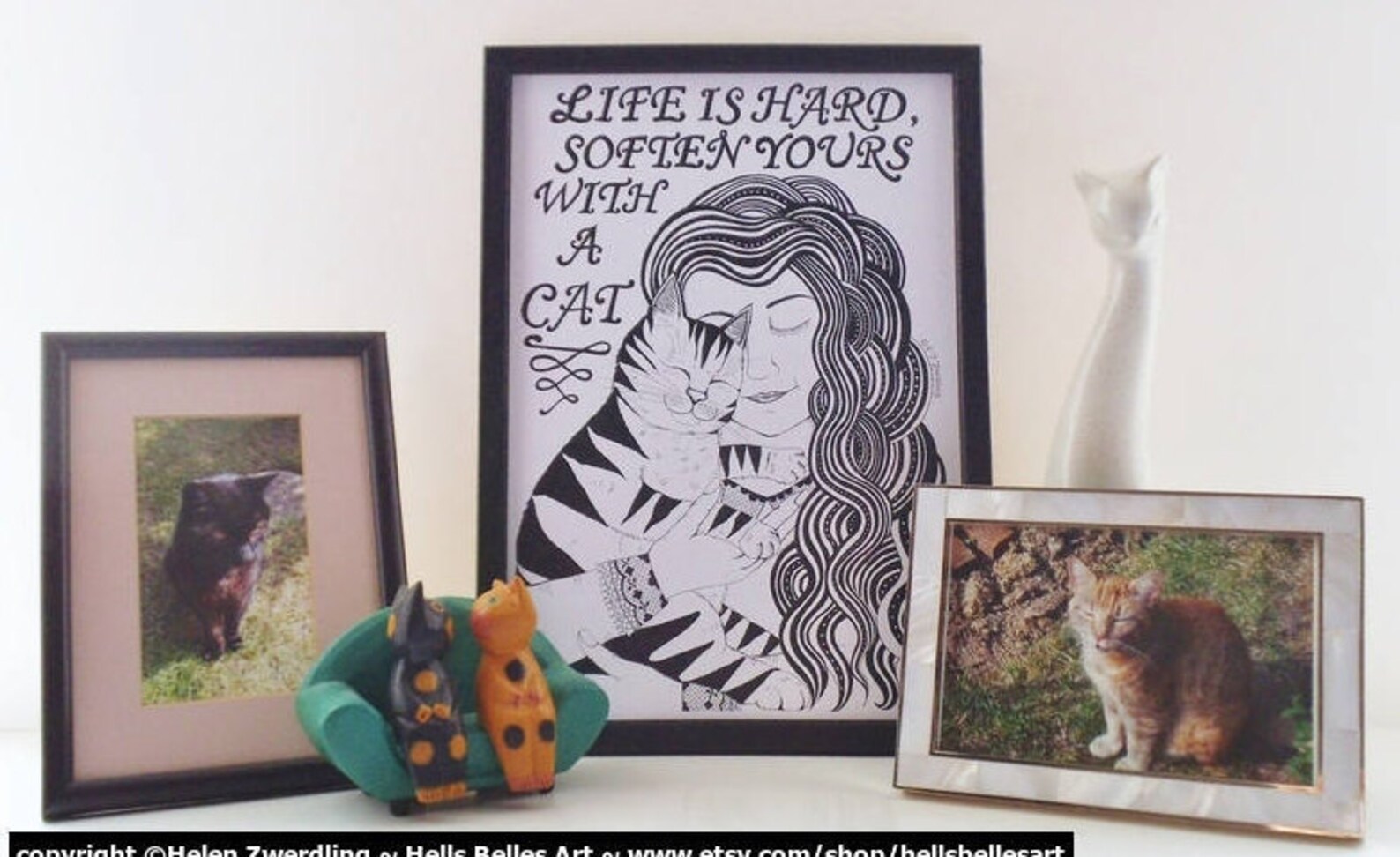 Life is Hard Soften Yours With a Cat a High Quality Framed | Etsy