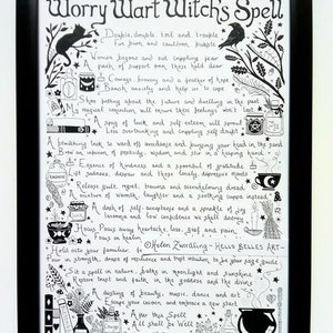 Self Care Worry Wart Witch's Spell ~ a High Quality, Framed & Signed A4 ...