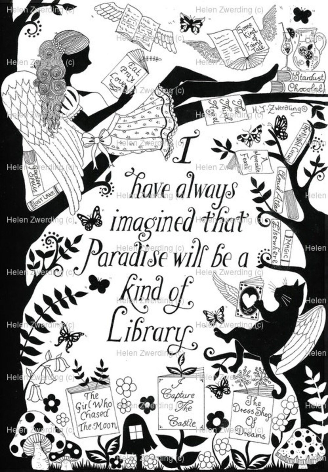 Book Lover Gift : Paradise Library, a High Quality Framed and ...