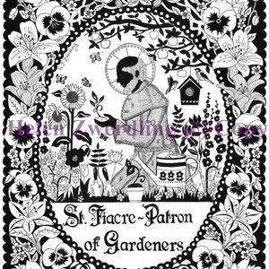 St. Fiacre ~ Patron Saint of Gardeners. A High Quality, Framed Print of ...