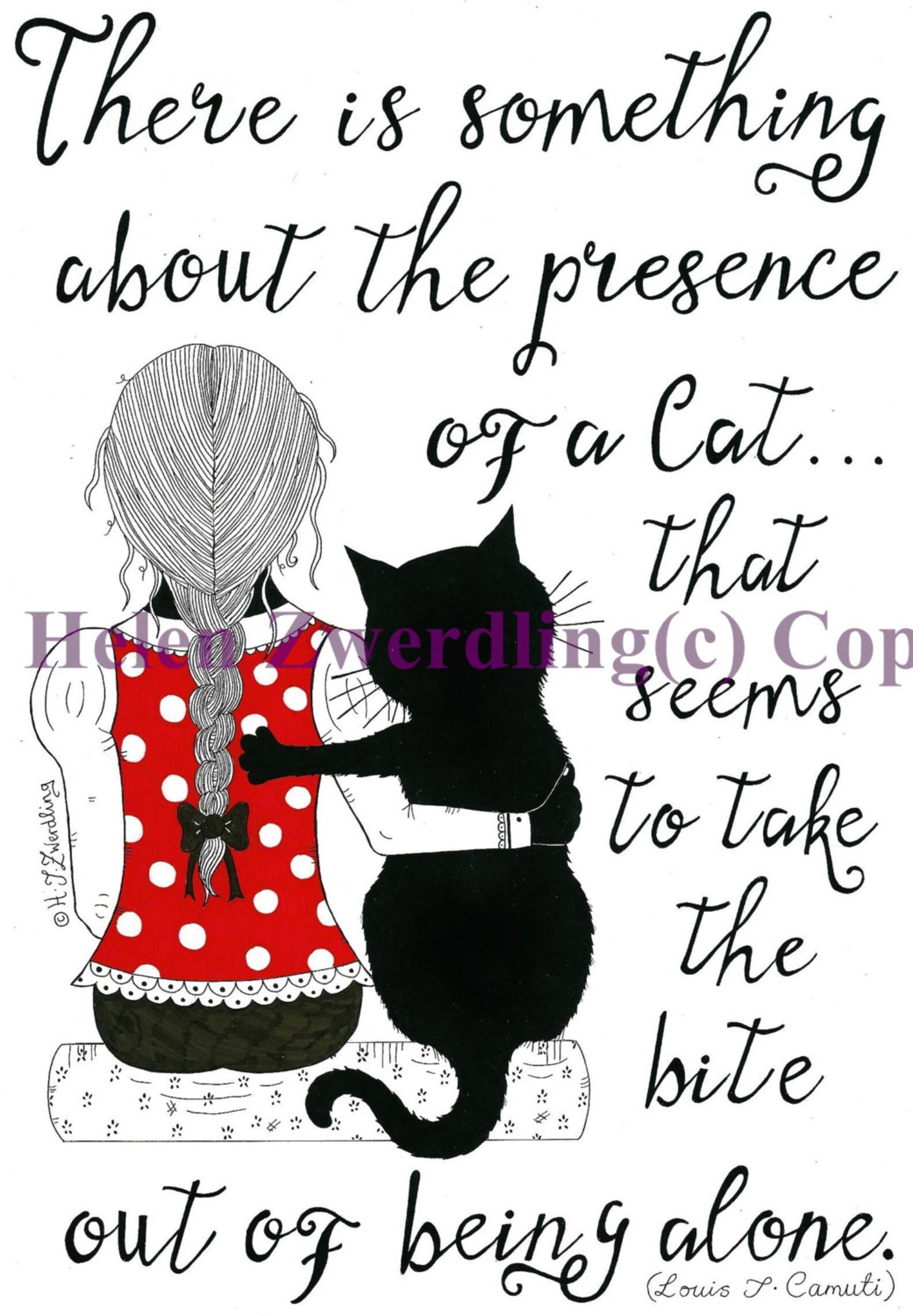 Cat Lover Gift ~ the Presence of a Cat. A High Quality Framed Print of ...