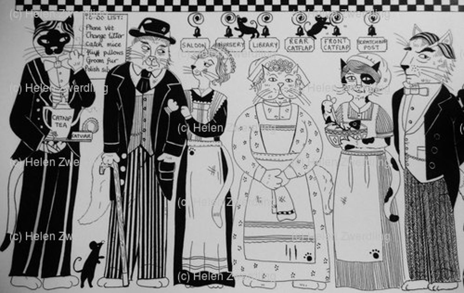 Downton Tabby ~ a Framed A4, High Quality Print of an Original Artwork ...