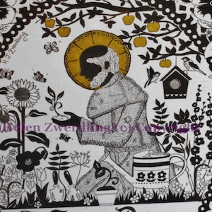 St. Fiacre ~ Patron Saint of Gardeners. A High Quality, Framed Print of ...