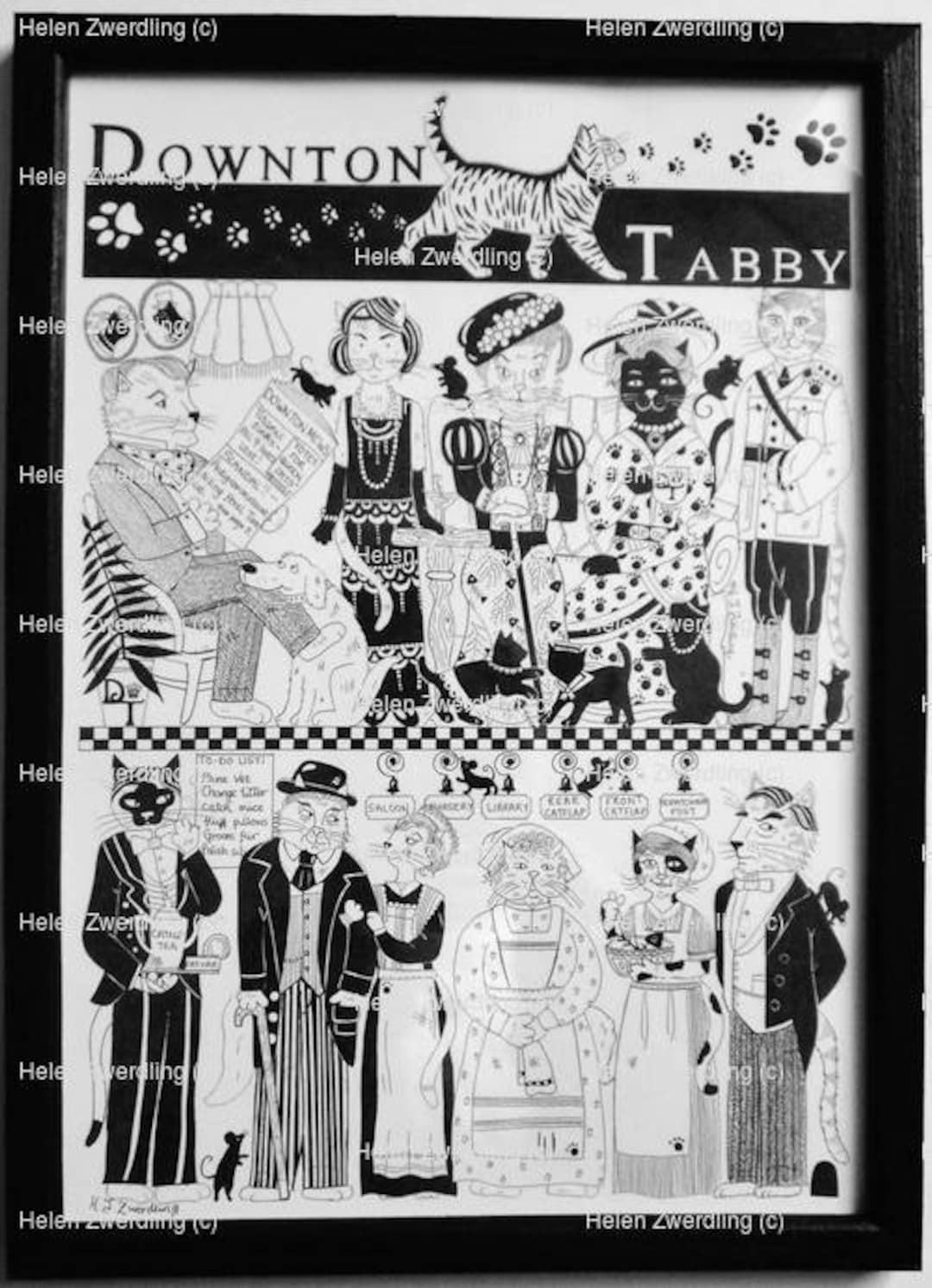 Downton Tabby ~ a Framed A4, High Quality Print of an Original Artwork ...