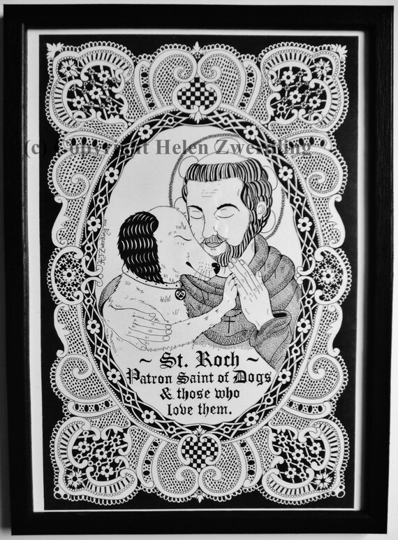 St. Roch Patron St. of Dogs & those who love them a framed | Etsy