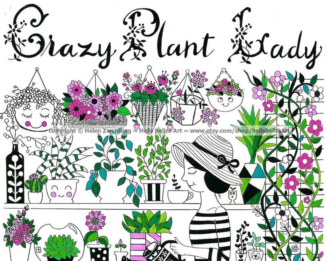 Crazy Plant Lady a High Quality Framed A4 Print of an - Etsy