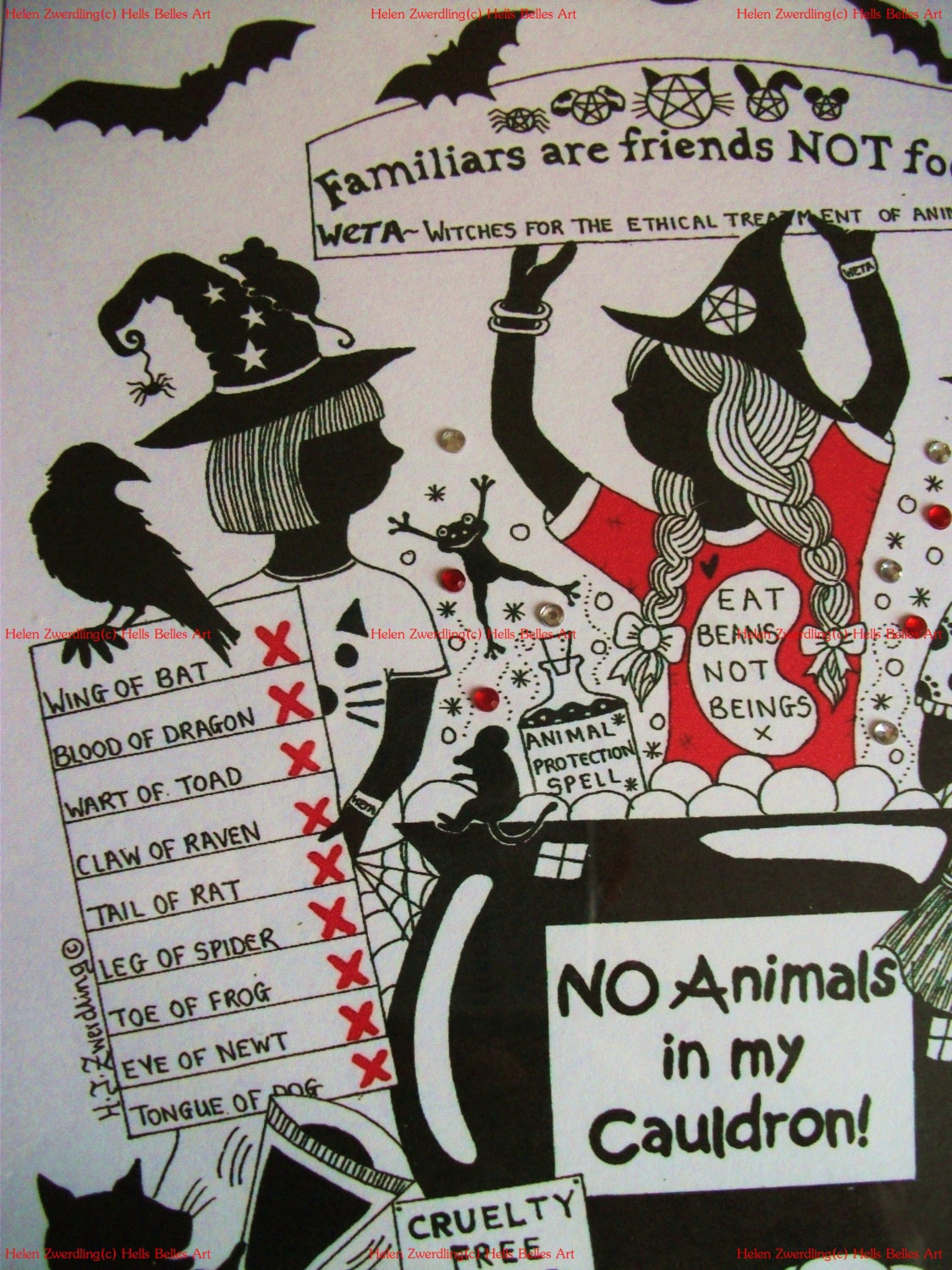 Animal Rights Witches A high quality framed and enhanced A4 | Etsy