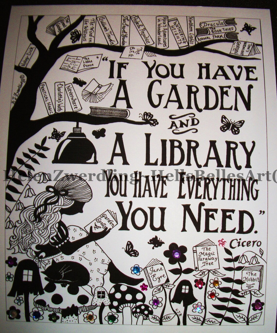 Garden Library ~ Cicero Quote ~ a Personalised and Enhanced, High ...