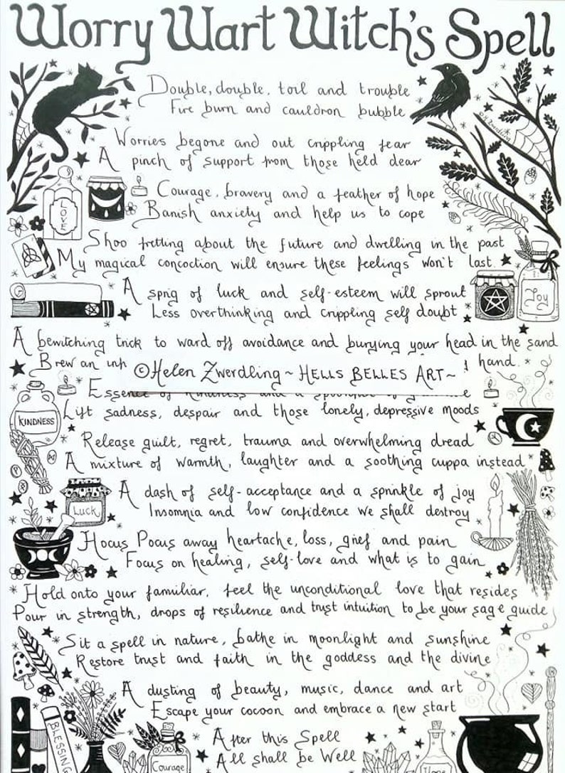 Self Care Worry Wart Witch's Spell a High Quality - Etsy UK