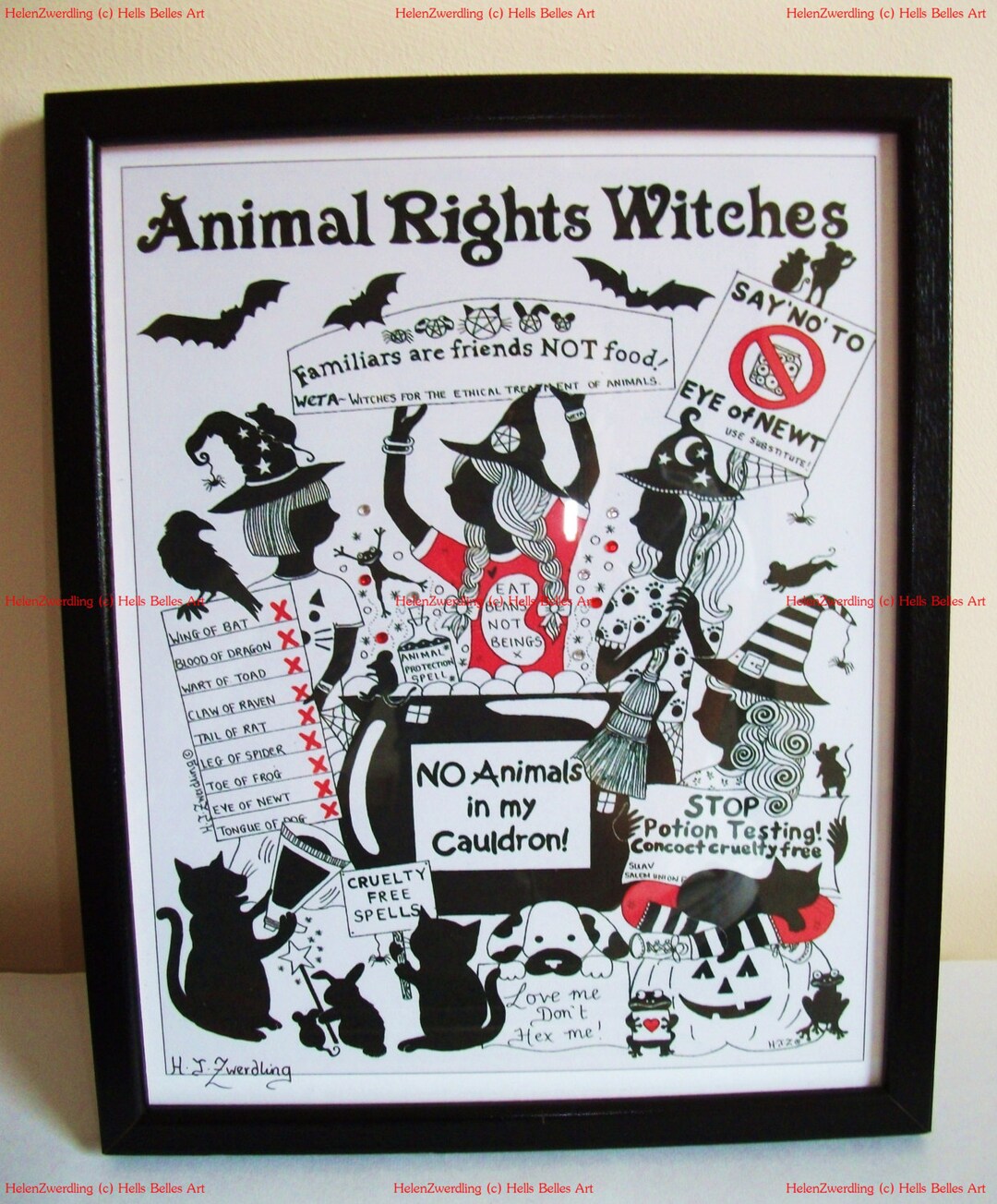 Animal Rights Witches ~ A High Quality, Framed and Enhanced A4 Print of ...