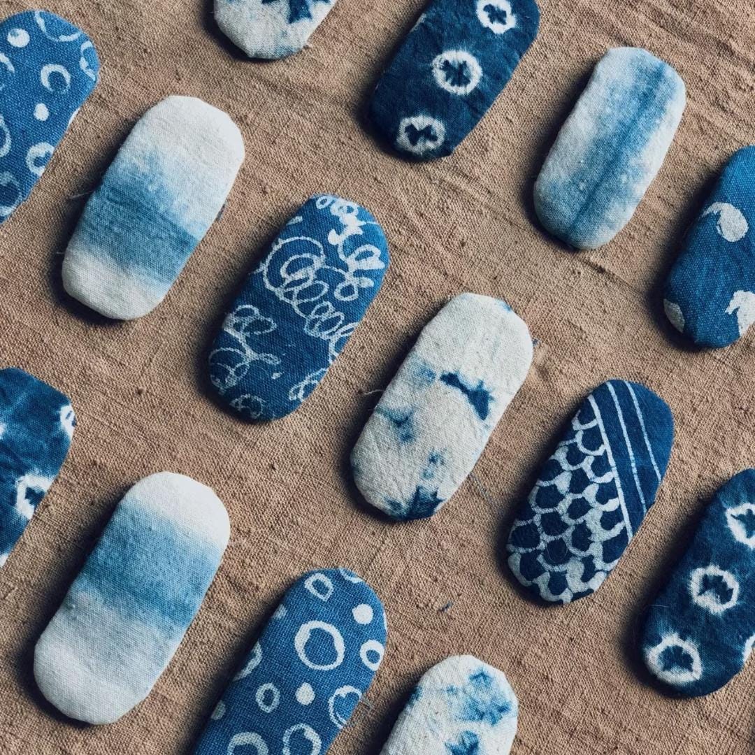 Indigo Tie Dye Hair Clips , Plant Dye Hair Accessories,100% Cotton - Etsy