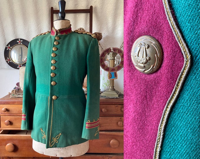 SIZE XS 36 Short / 1930s Green Ornate Brass Band Bandsman Livery Jacket ...