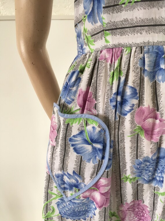 SIZE 8 / 1940s ‘Speedwell’ Floral Print Cotton Sun Dr… - Gem