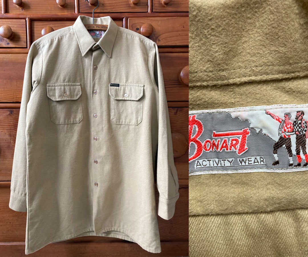SIZE M-L 44” Chest / 1950s-60s ‘bonart Activity Wear’ Brushed Cotton ...