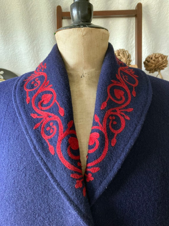 SIZE M / 1980s-90s Royal Blue Edwardian Style Coat wi… - Gem