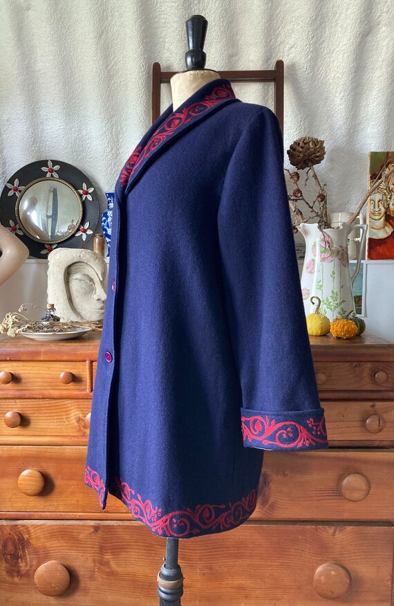 SIZE M / 1980s-90s Royal Blue Edwardian Style Coat wi… - Gem