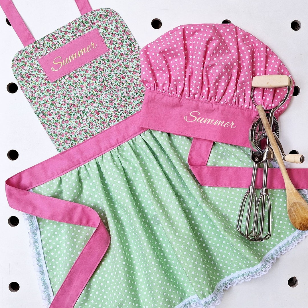 Floral Apron Set | Kids Apron | Kids Apron and Hat | Kids Apron Set ...