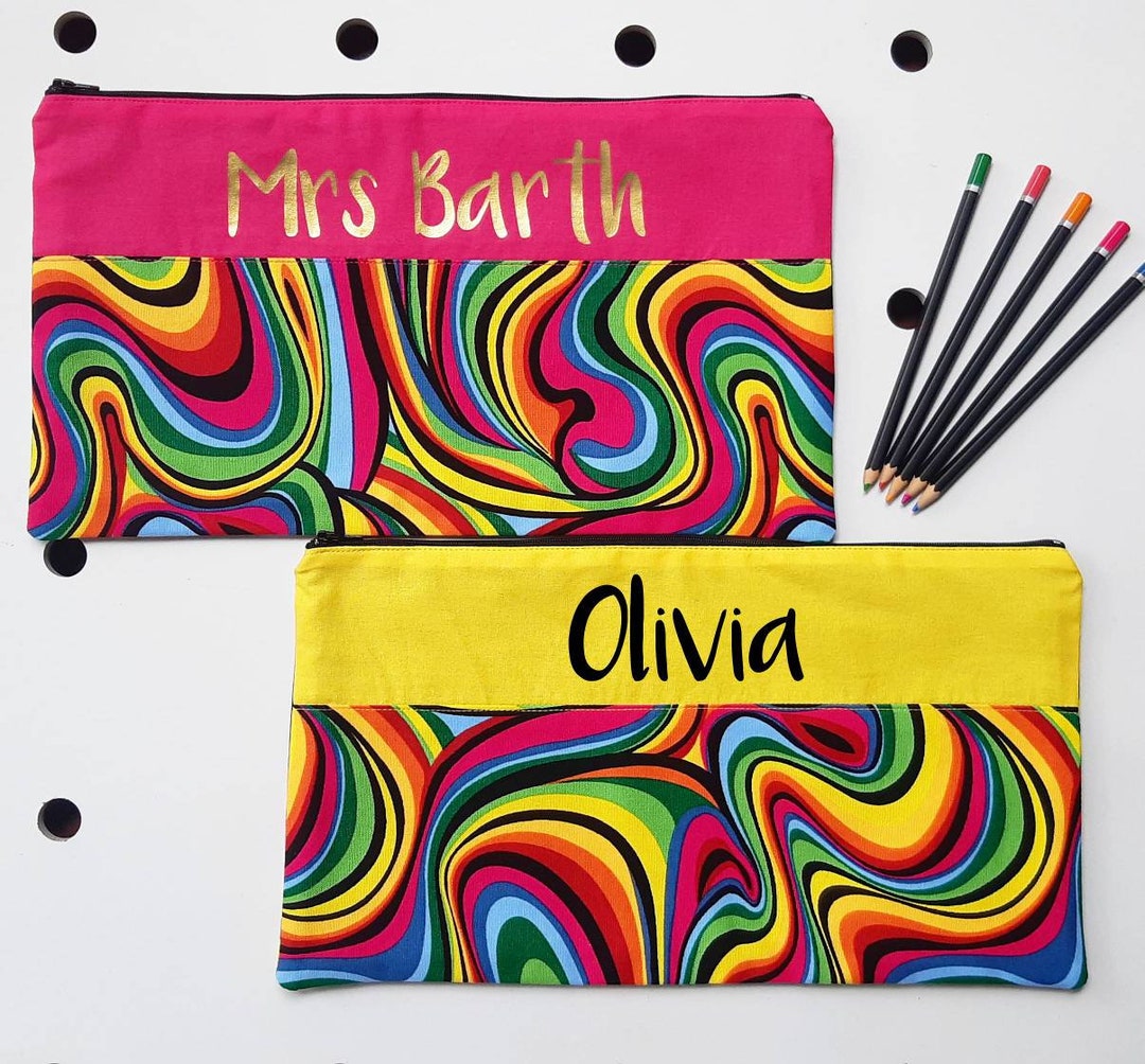 Retro Pencil Case Personalised Pencil Case Kids Pencil Case Teacher ...