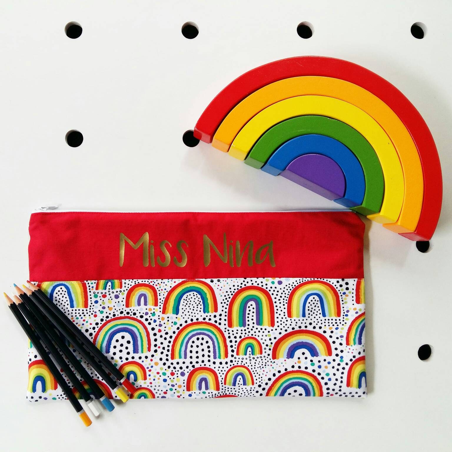 Rainbow Pencil Case Kids Pencil Case Teacher Gift Back | Etsy