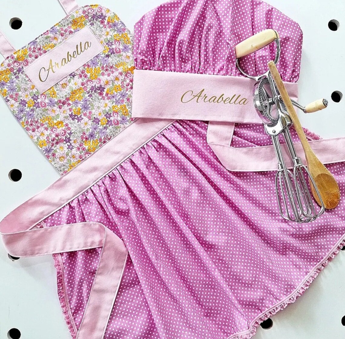 Kids Cooking Set | Floral Apron | Personalised Kids Baking Set | Apron ...