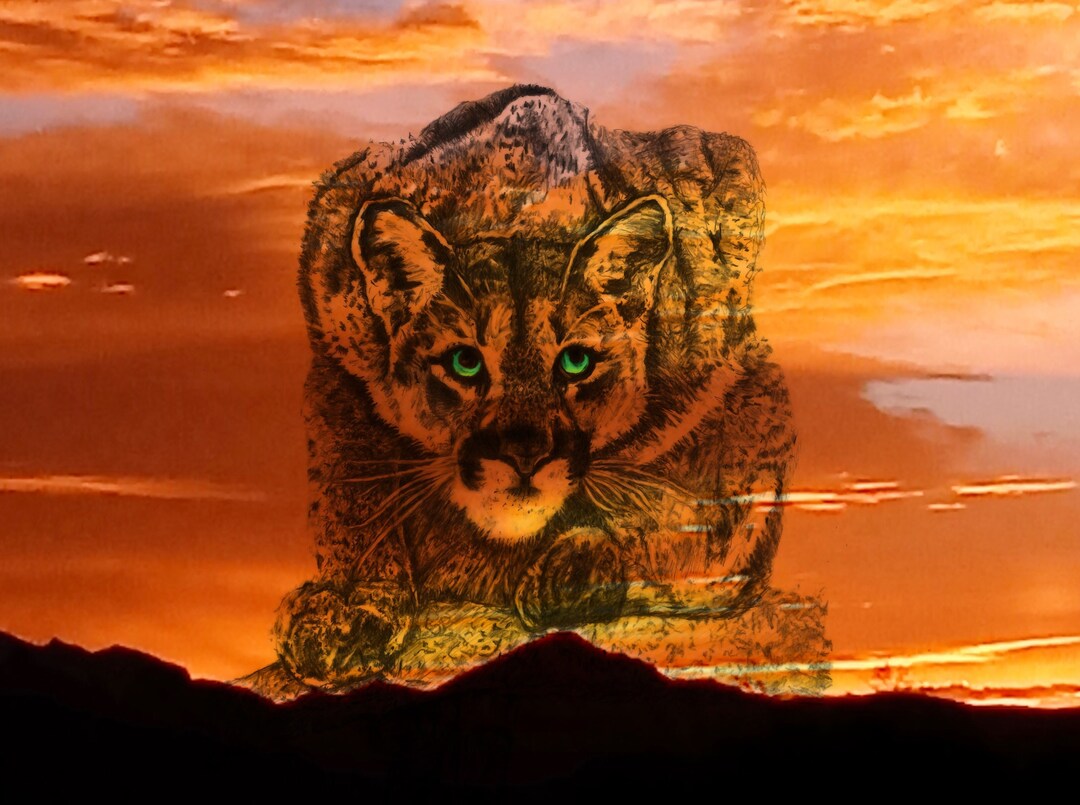 Mountain Lion Spirit Animal Print: Native American Art, Southwest ...