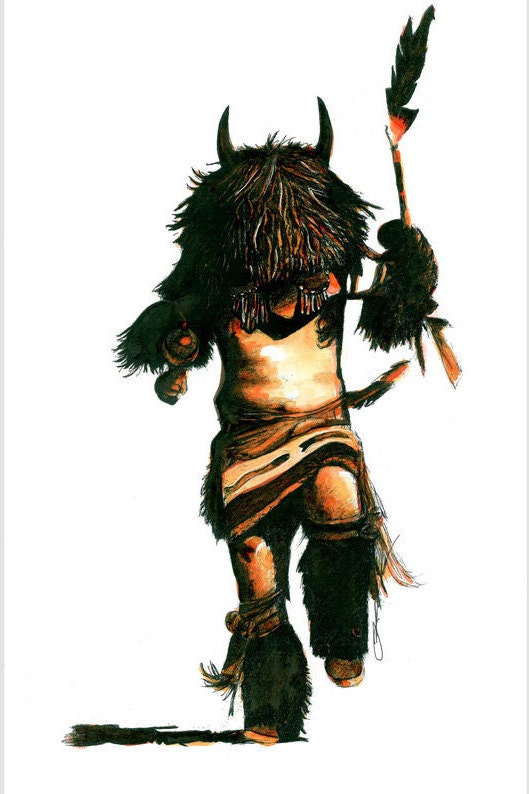 BUFFALO DANCER Native American Indian Ceremony Ritual Southwestern Art ...