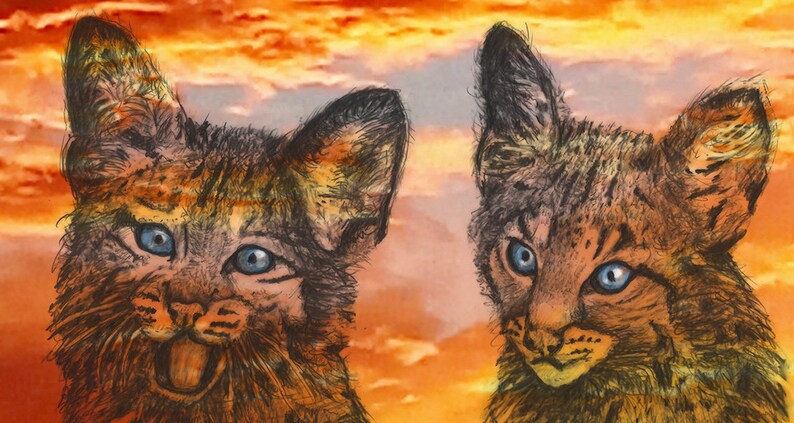 Bobcat Spirit Animal Print: Native American Art, Sunset Drawing - Etsy