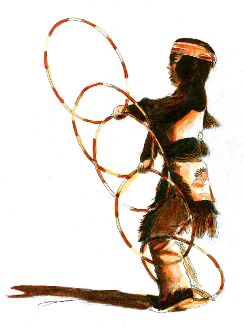 HOOP DANCER Native American Ceremonial Dancer Pencil Drawing ...