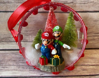 Large Luigi W/block Open-faced Ball Ornament Christmas Gift 3D Mario ...