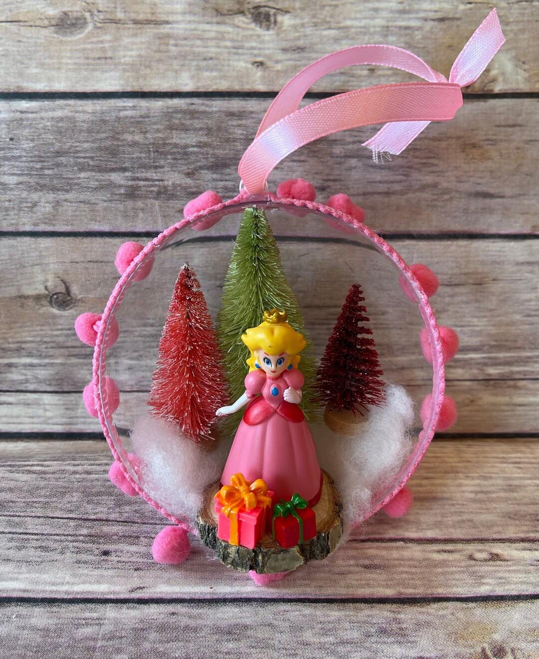 Large Princess Peach Open-faced Ball Ornament Christmas Gift 3D Mario ...