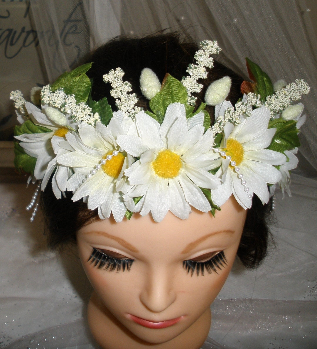 Daisy Flower Crown, Country Bride Tiara, Spring Festival Bride Headband ...
