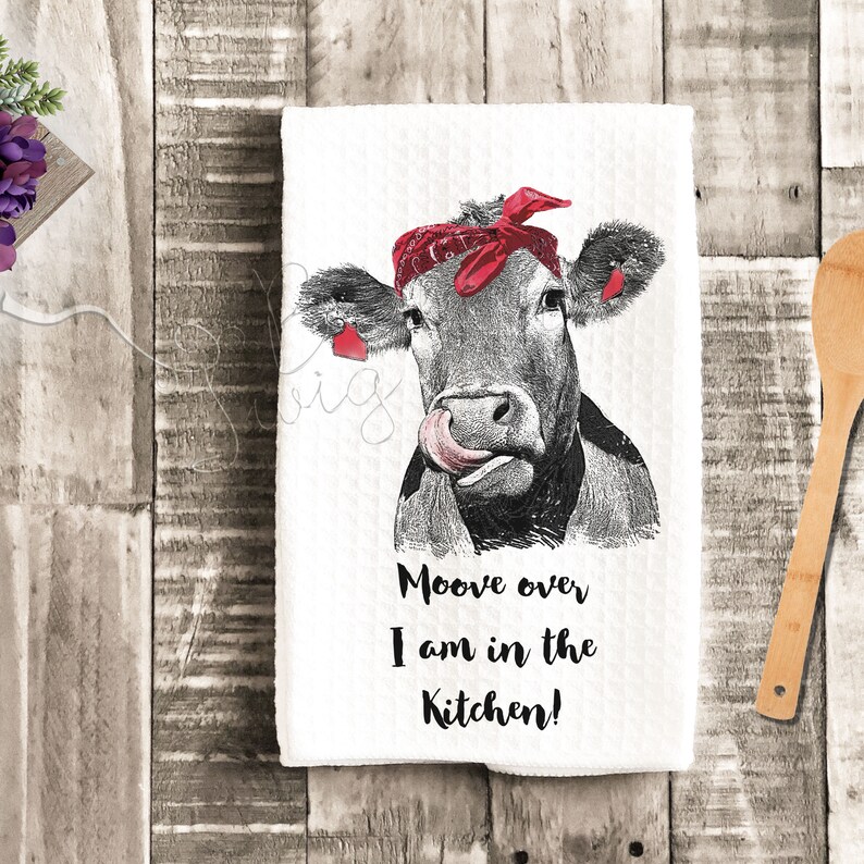 Cow Move Over I Am in the Kitchen Waffle Tea Towel Funny - Etsy