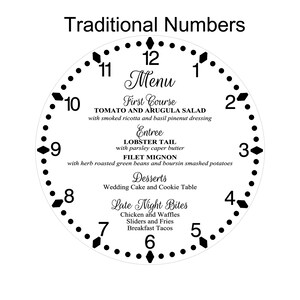 NYE Menus Set of 10 New Year's Eve Wedding Clock Menus - NYE Menus ...