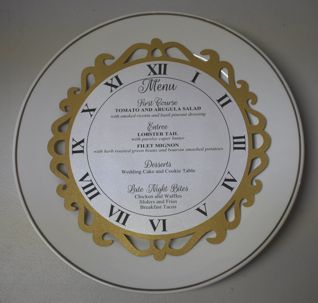NYE Menus Set of 10 New Year's Eve Wedding Clock Menus NYE Menus Plate ...