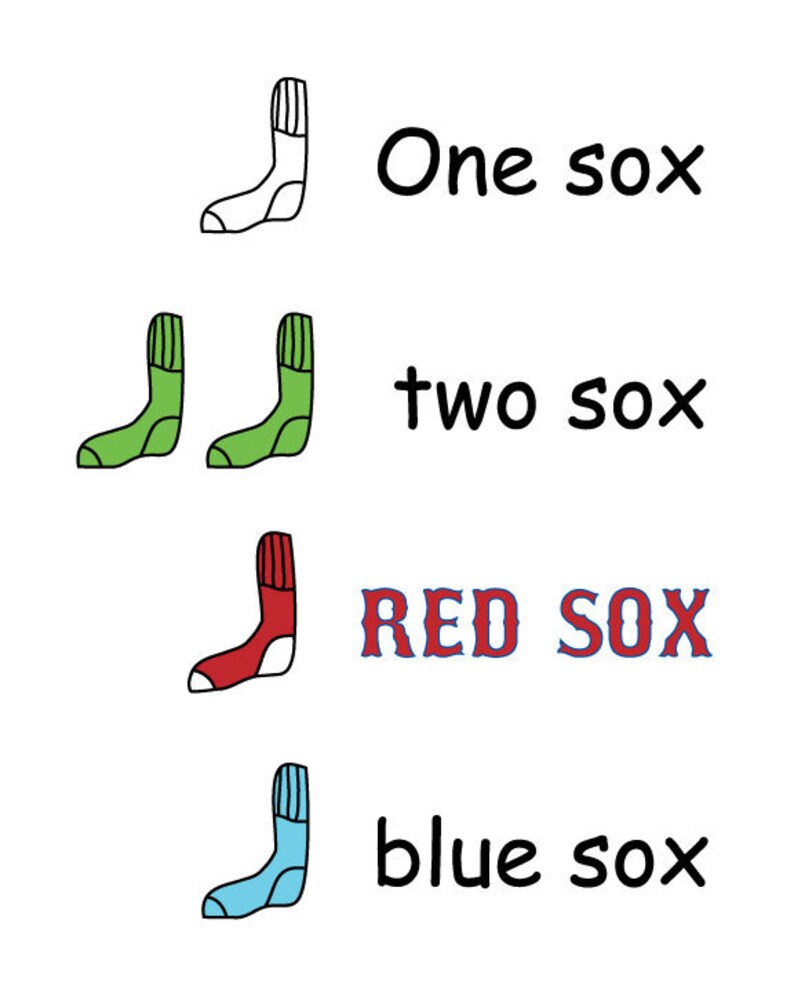 Red Sox Nursery/ Dr. Suess One Sox Two Sox Red Sox Blue Sox/ | Etsy