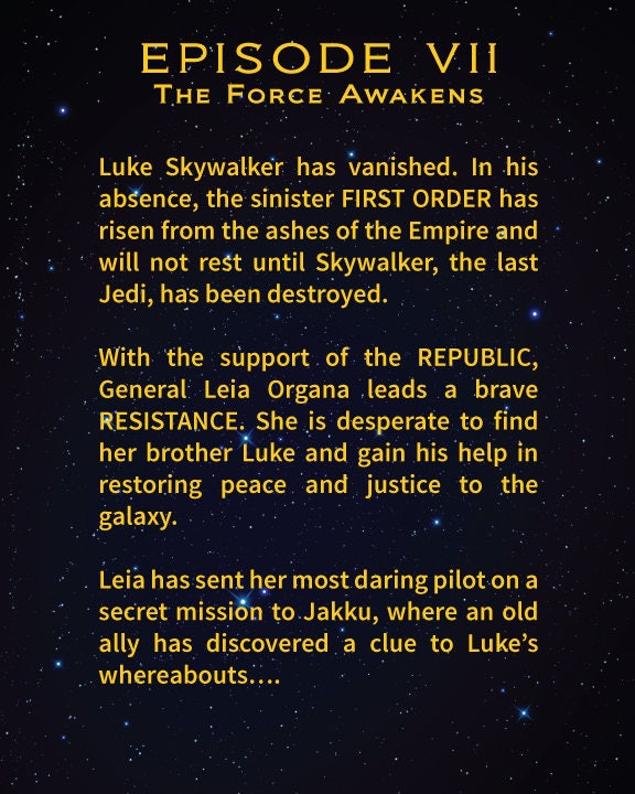 All 9 Star Wars Movies - Each Episode Opening Crawl Text for Nursery ...