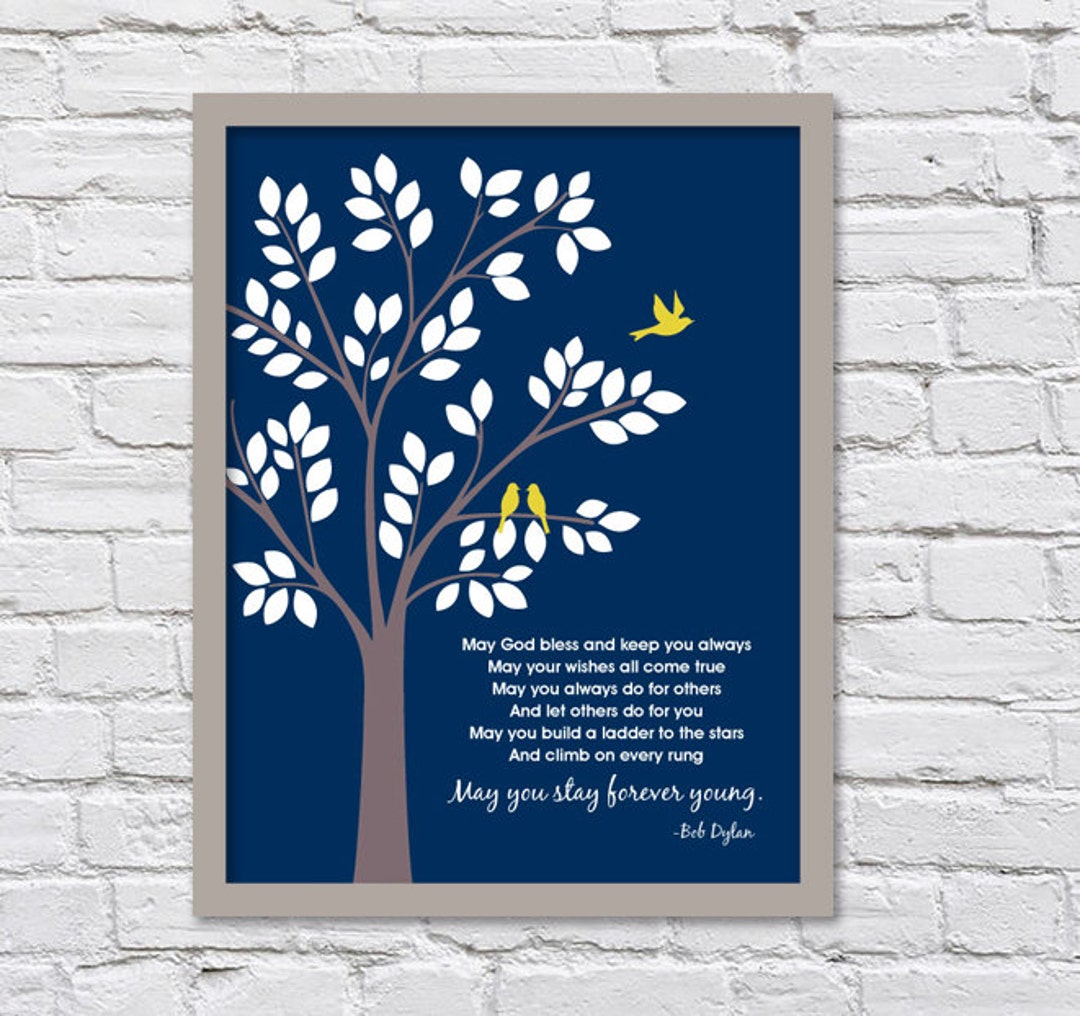 Bob Dylan Forever Young/baptism or Dedication Print/baby Leaving Nest ...