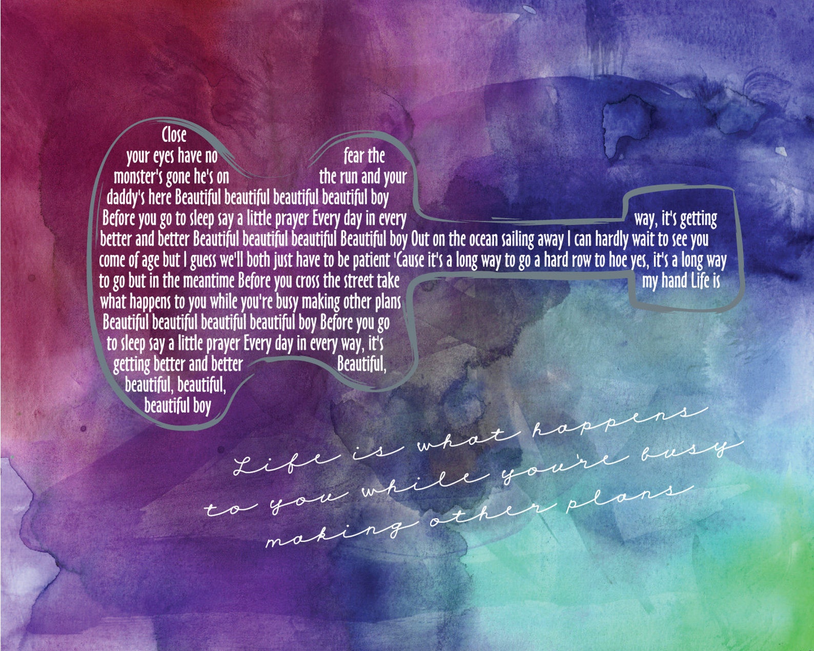 Beautiful Boy Lyrics by John Lennon/playroom Art/rainbow - Etsy
