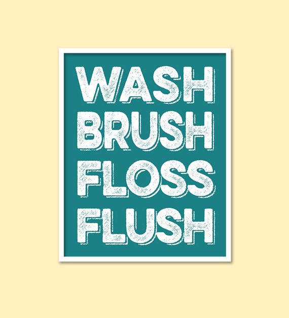 Wash Brush Floss Flush Subway Art for Bath /distressed Retro | Etsy