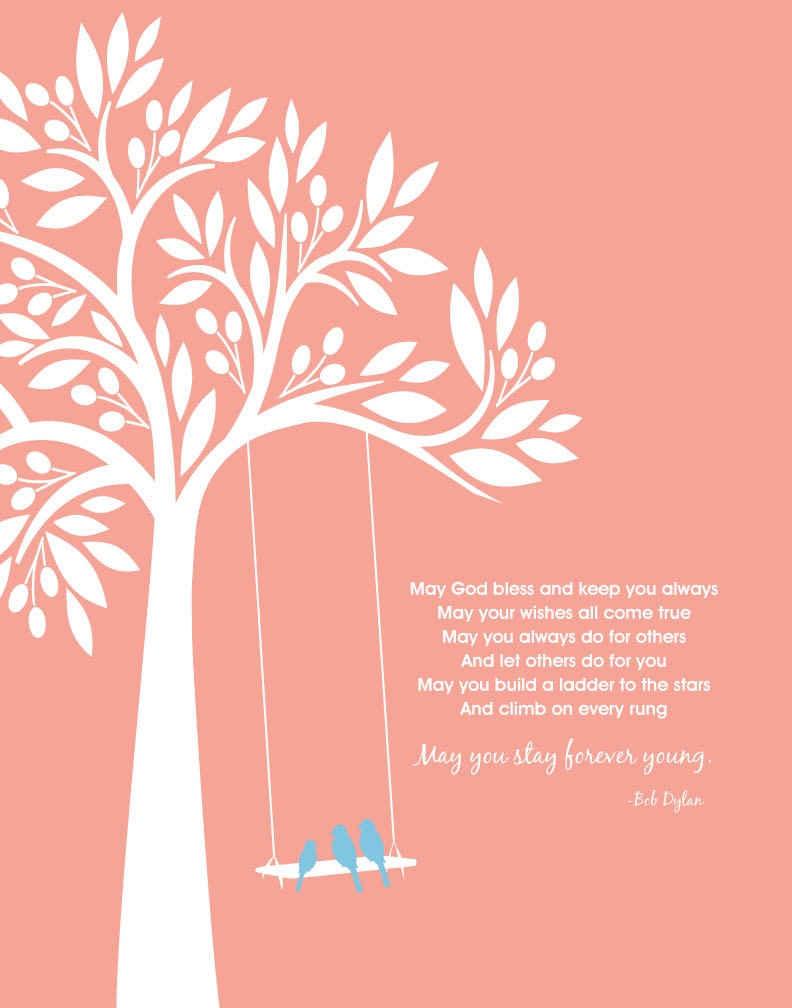 Bob Dylan Forever Young/family Tree/baby Gift/graduation Gift/three ...